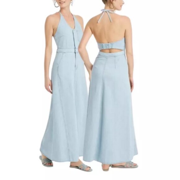 Universal Thread | Dresses | Universal Thread Halter Denim Maxi Dress ...